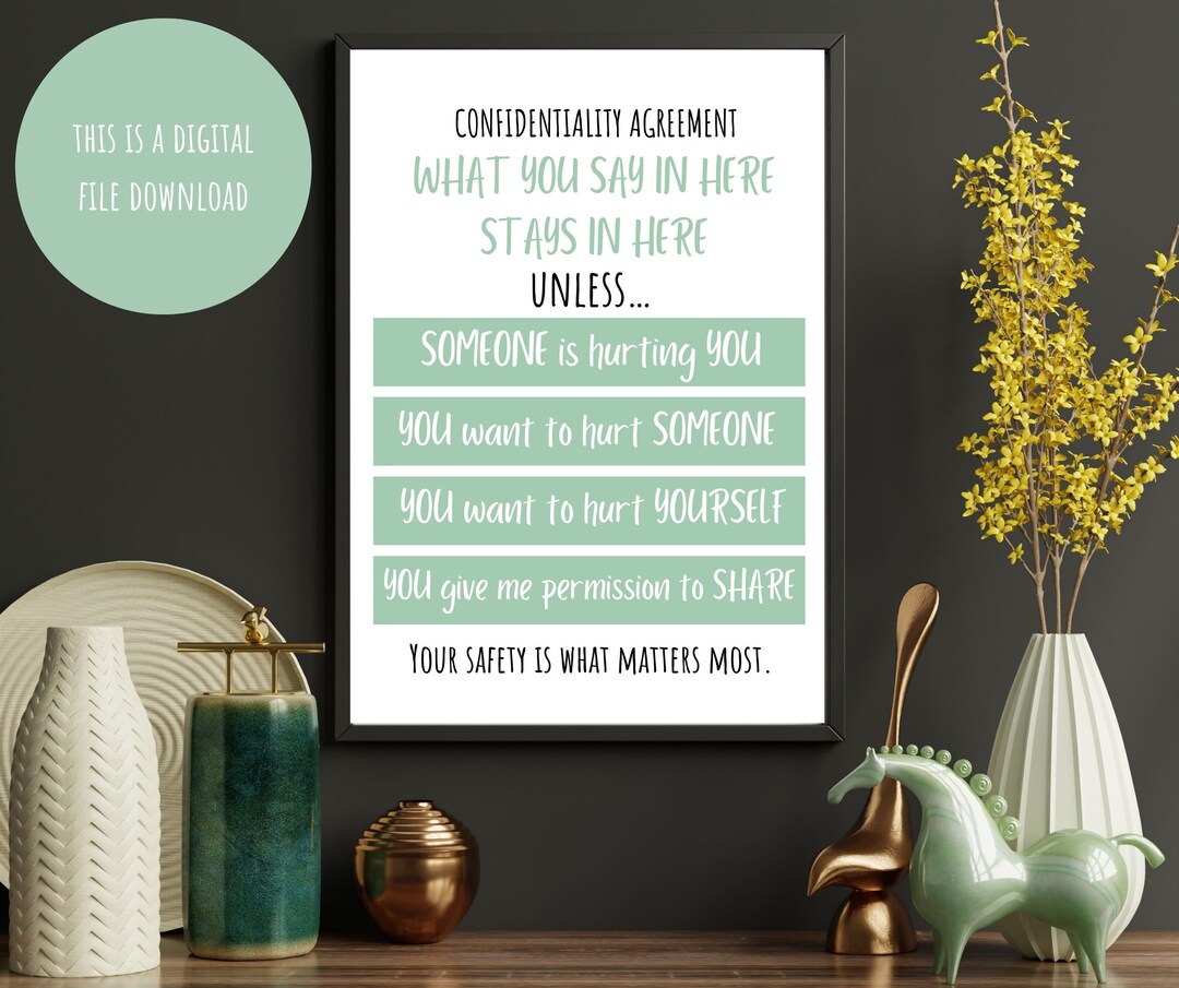 English Confidentiality Agreement Wall Print What You Say in Here Stays ...