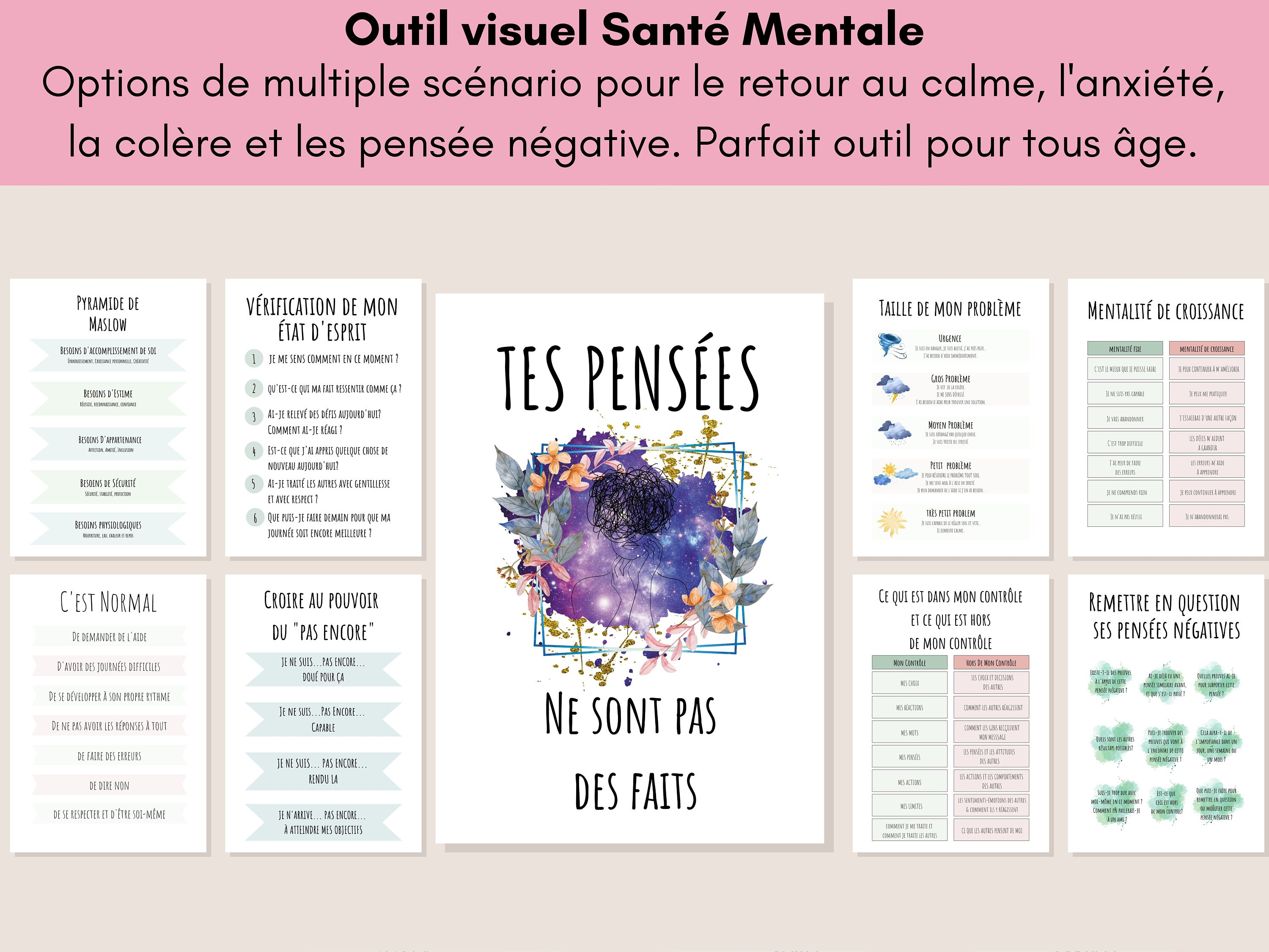 Find Inner Peace French Mental Health Bundle 16 Pages of Anxiety Relief ...