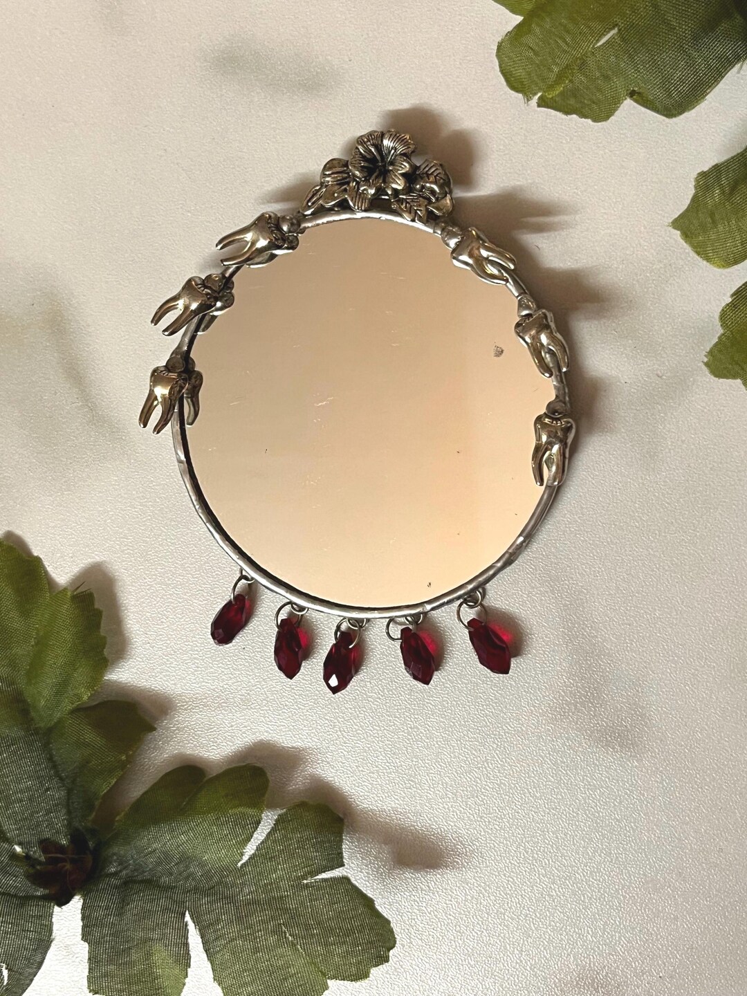 Tooth Mirror Gothic Teeth and Blood Crystals Mini Fantasy Mirror ...