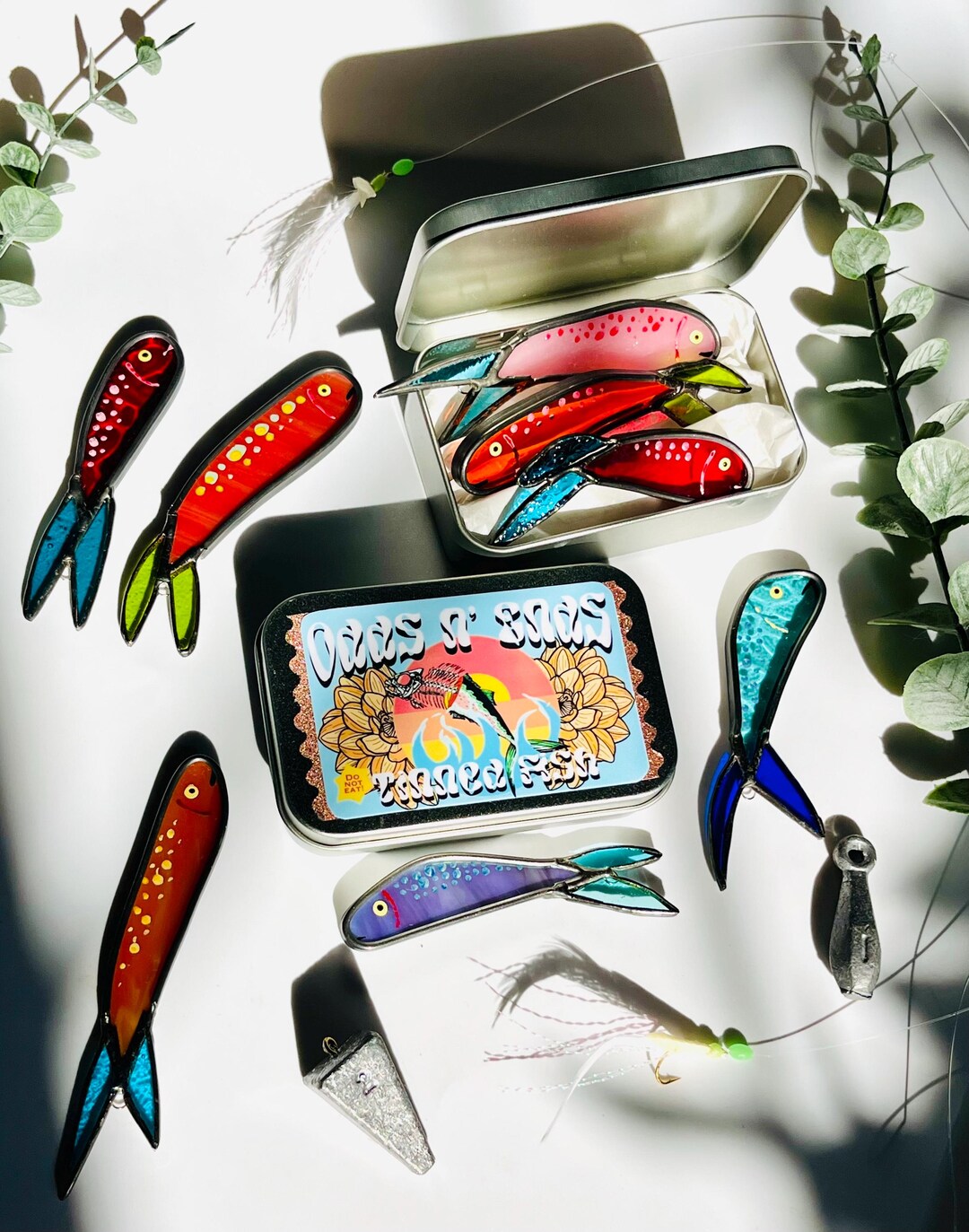 Tinned Fish Ornaments 3 Pack Hanging Glass Sardines Anchovies - Etsy