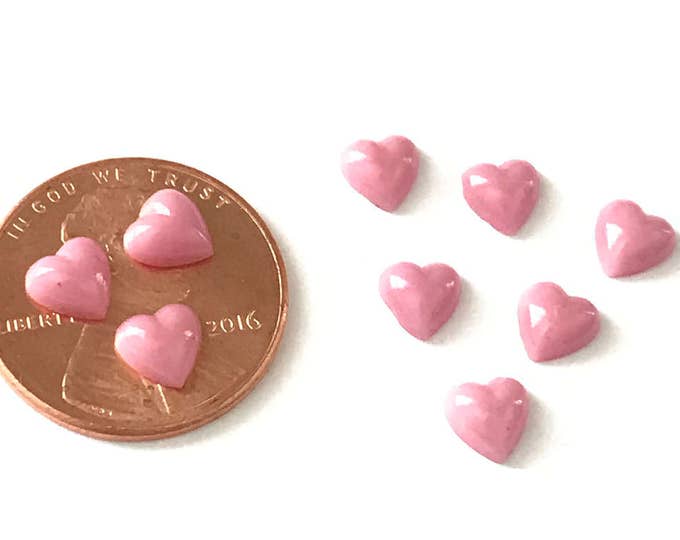 12 Vintage Pink Glass Heart Cabochons // Heart Flat Backs // 5mm - Etsy