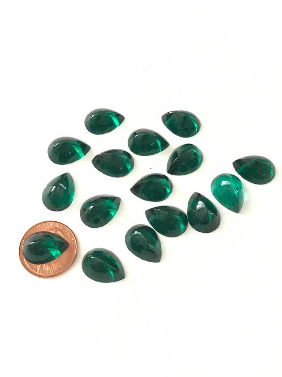 Vintage Green Pear Shaped Rhinestone Cabochons Gold Foiled | Etsy