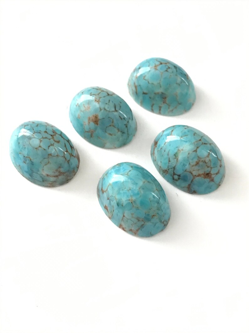 Vintage Turquoise Brown Matrix Dome Cabochons 20 X 15mm 14 // Blue and ...