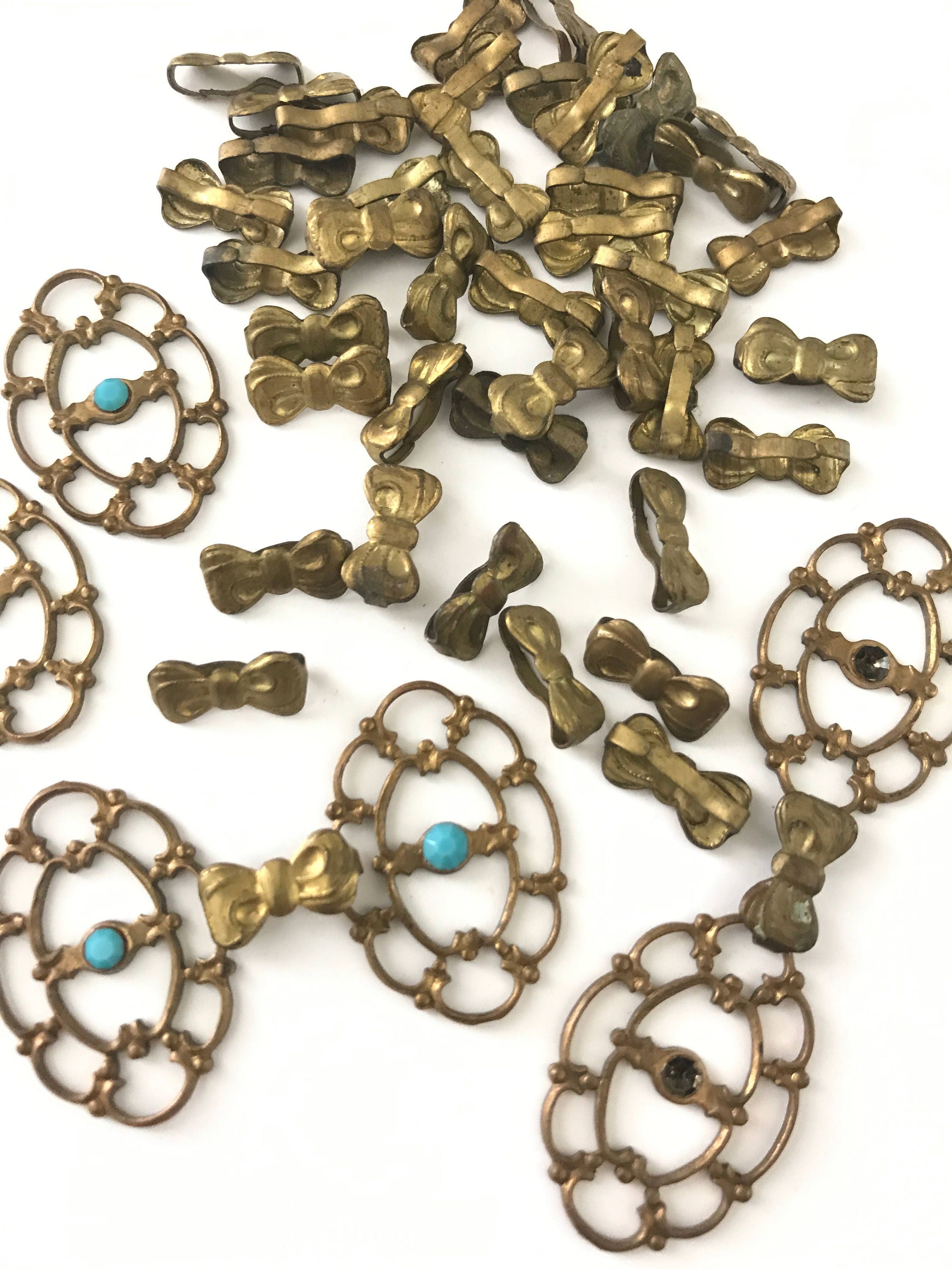 Vintage Bow Connectors // Bow Fold Over Clasp // Bow Vintage Finding - Etsy