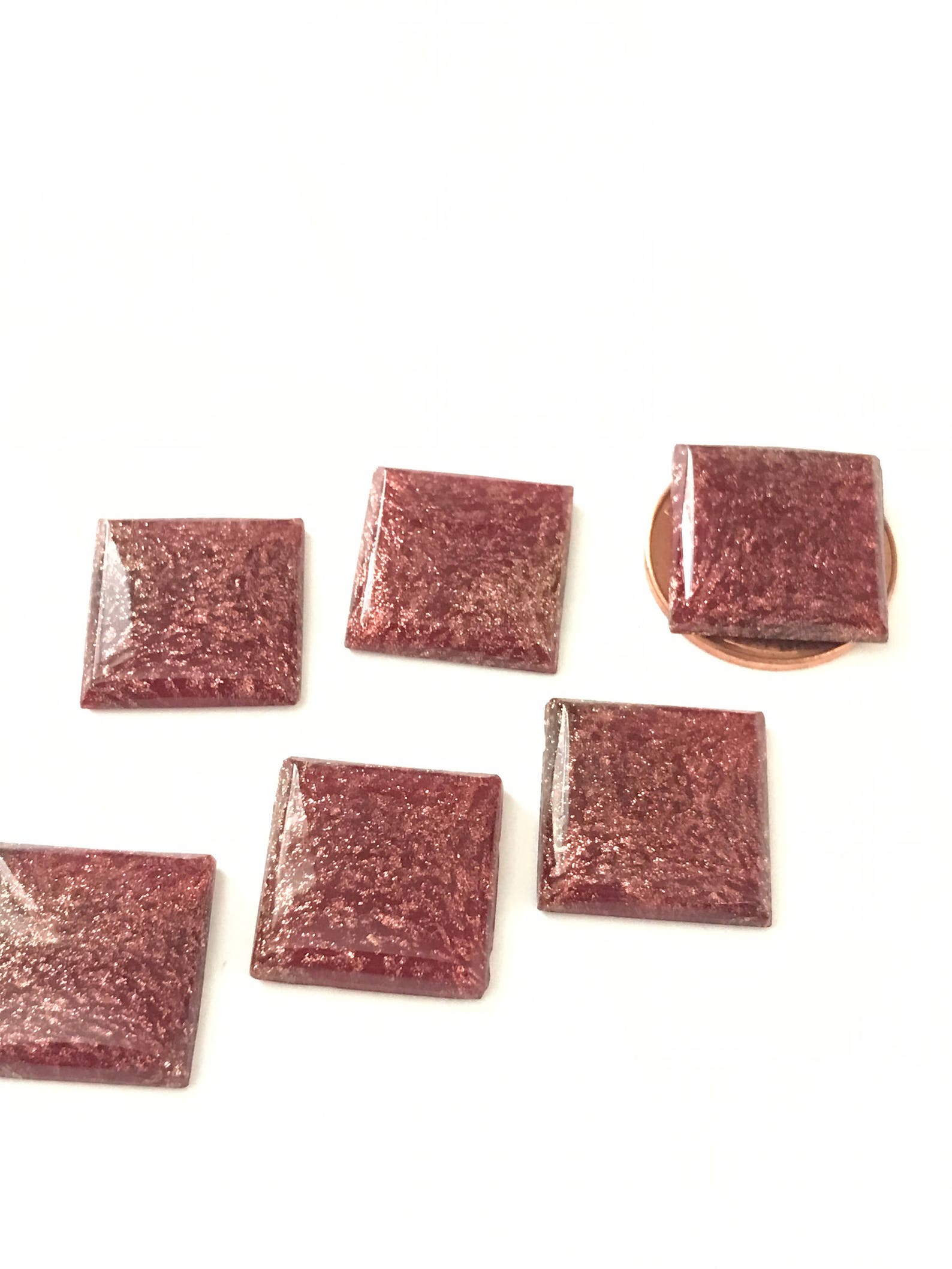 Vintage Rose Gold Sparkling Goldstone Glass Square Stones 16mm - Etsy