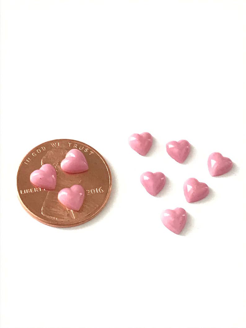12 Vintage Pink Glass Heart Cabochons // Heart Flat Backs // 5mm - Etsy