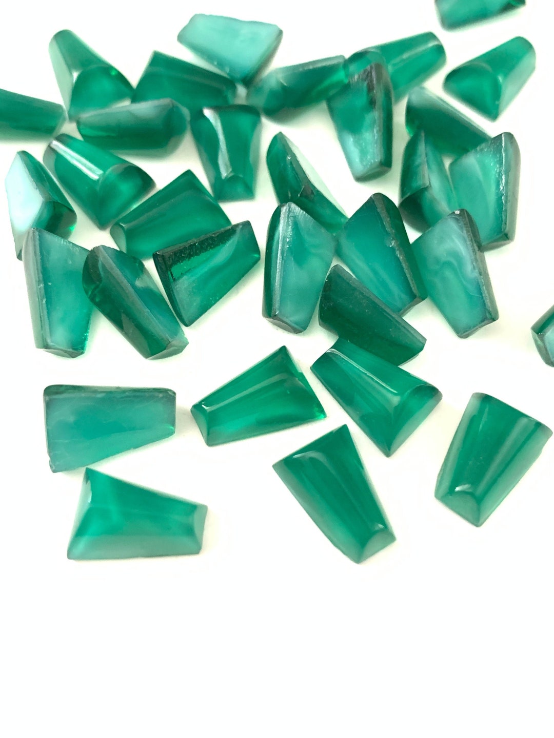 8 Vintage Glass Trapezoid Wedge Cabochons // 3d Triangle - Etsy