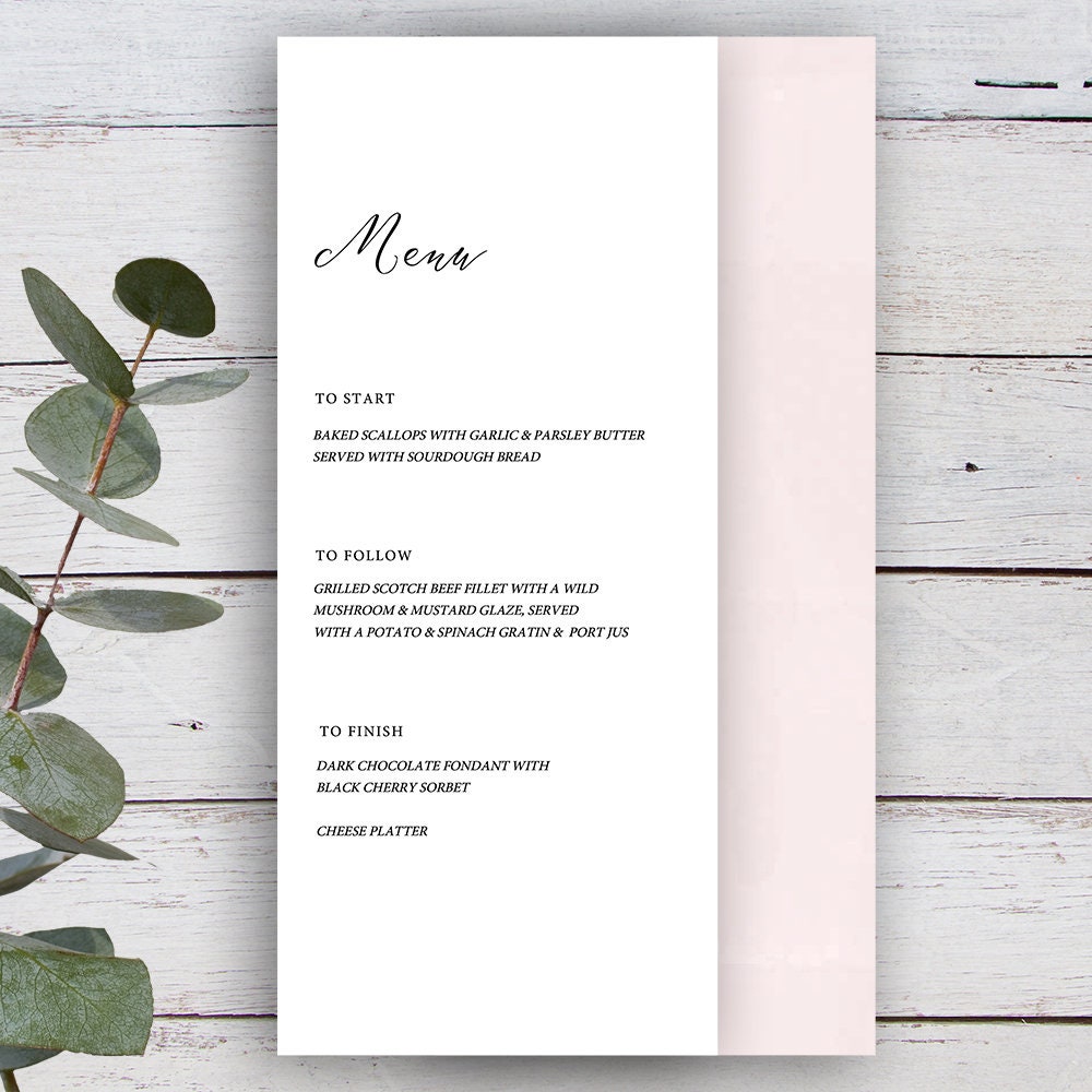 Mirabelle Menu, Printable Menu, Wedding Menu, Editable Template, DIY ...