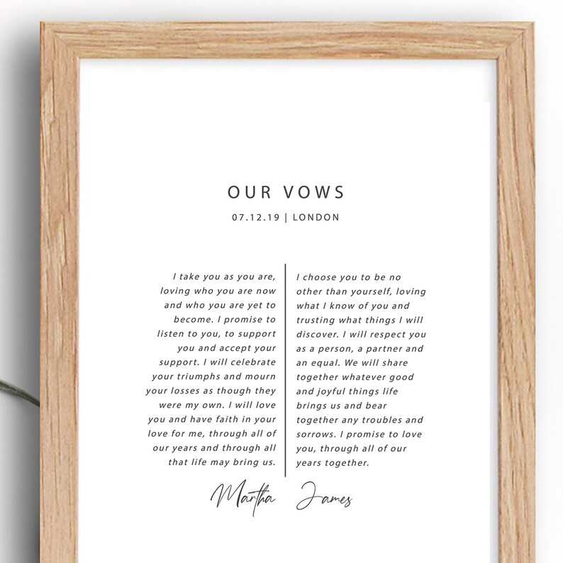 SASKIA Modern Minimalist Wedding Vows Template, Simple Printable ...