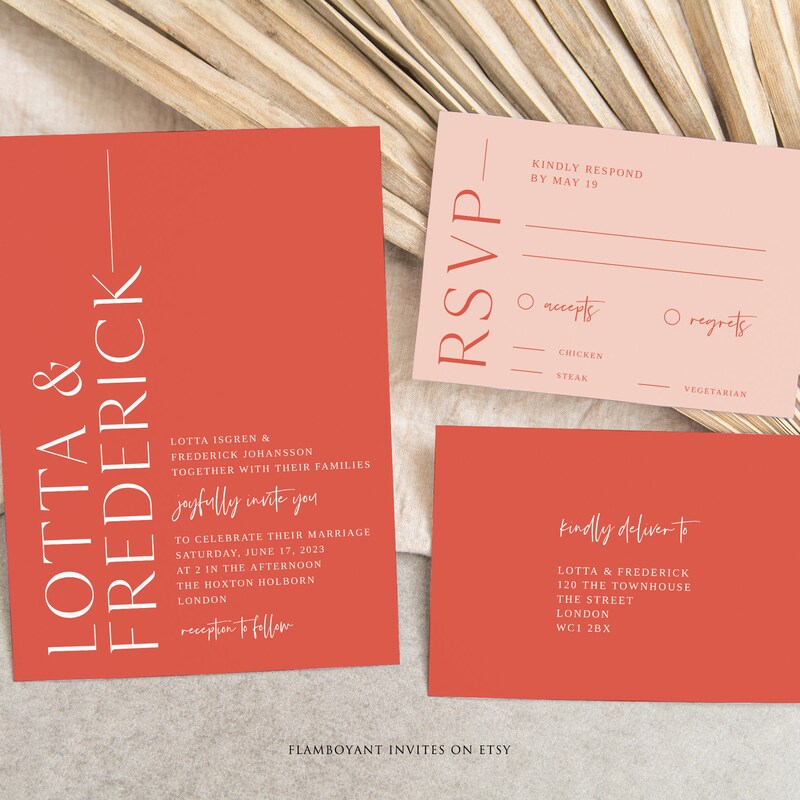 Typography Wedding Invitations - Etsy