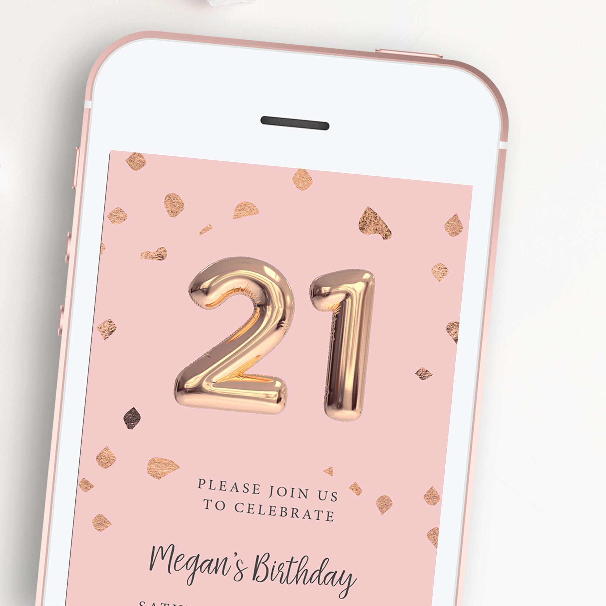 21st Birthday Invitation Electronic, Editable Template, for Girl, 21 ...