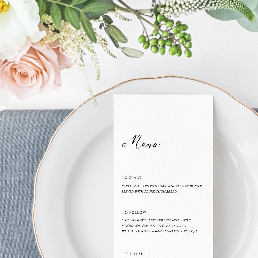 Mirabelle Menu, Printable Menu, Wedding Menu, Editable Template, DIY ...