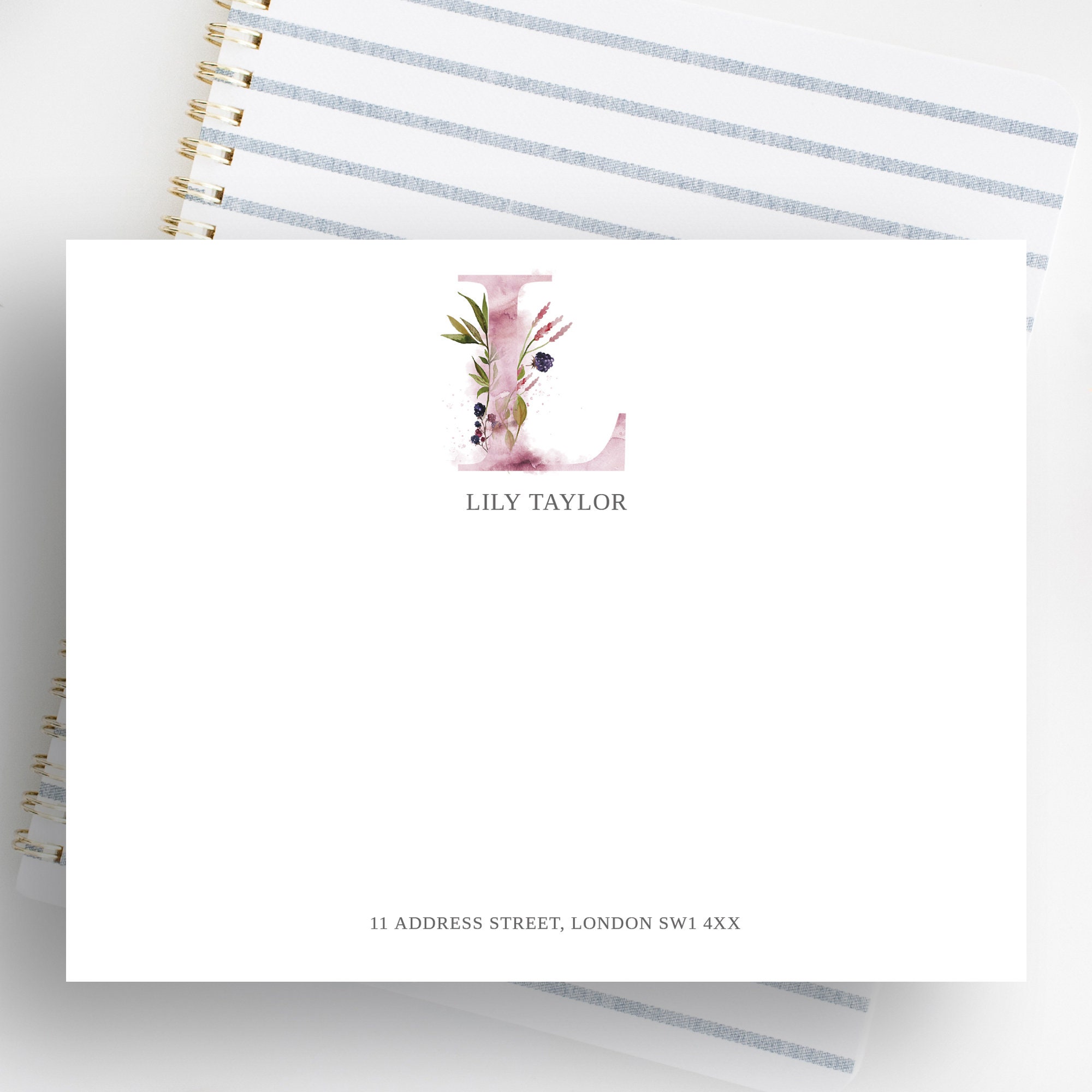 Monogram L Notecards Template, Instant Download, Printable Notecards ...