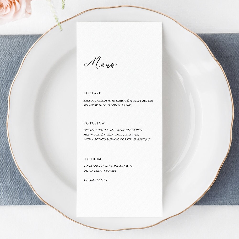 Mirabelle Menu, Printable Menu, Wedding Menu, Editable Template, DIY ...
