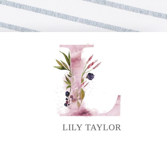 Monogram L Notecards Template Instant Download Printable | Etsy