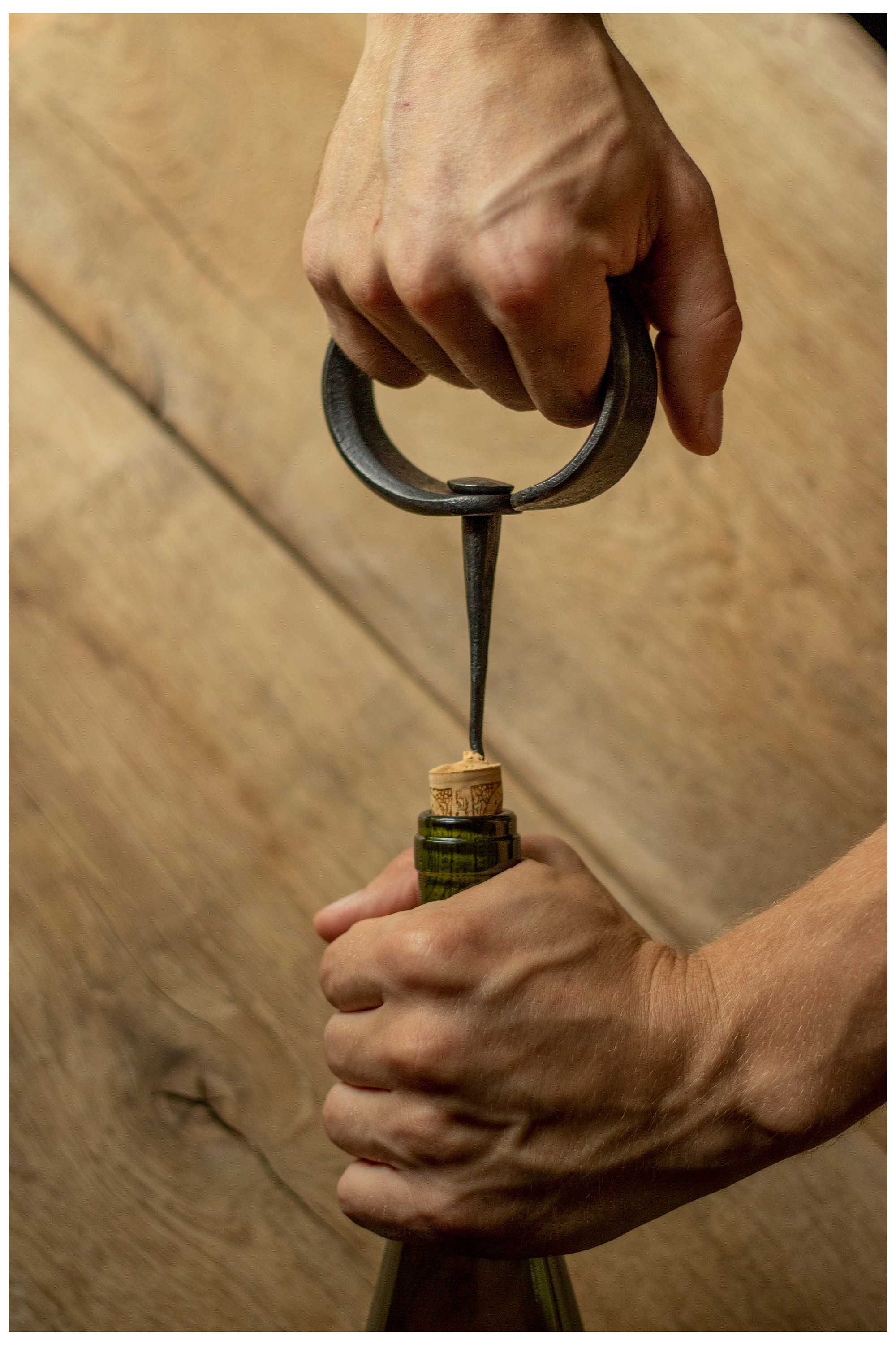 Hand Forged Corkscrew With Leather Sheath. Blacksmith Made - Etsy