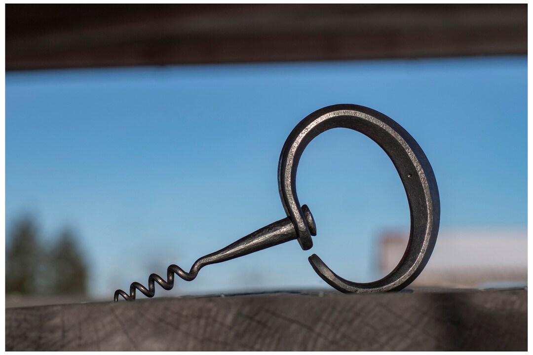 Hand Forged Corkscrew With Leather Sheath Rustic Metal Wine Opener ...