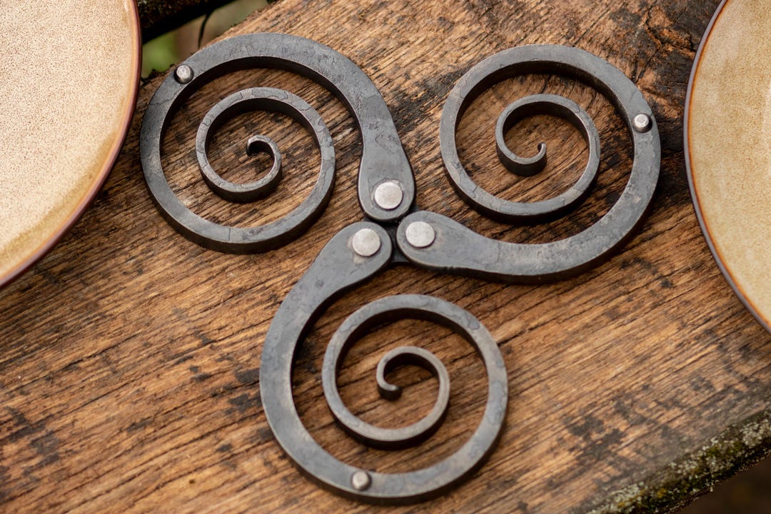 Hand Forged Metal Trivet - Unique Hot Pot Holder With Celtic Triskelion ...