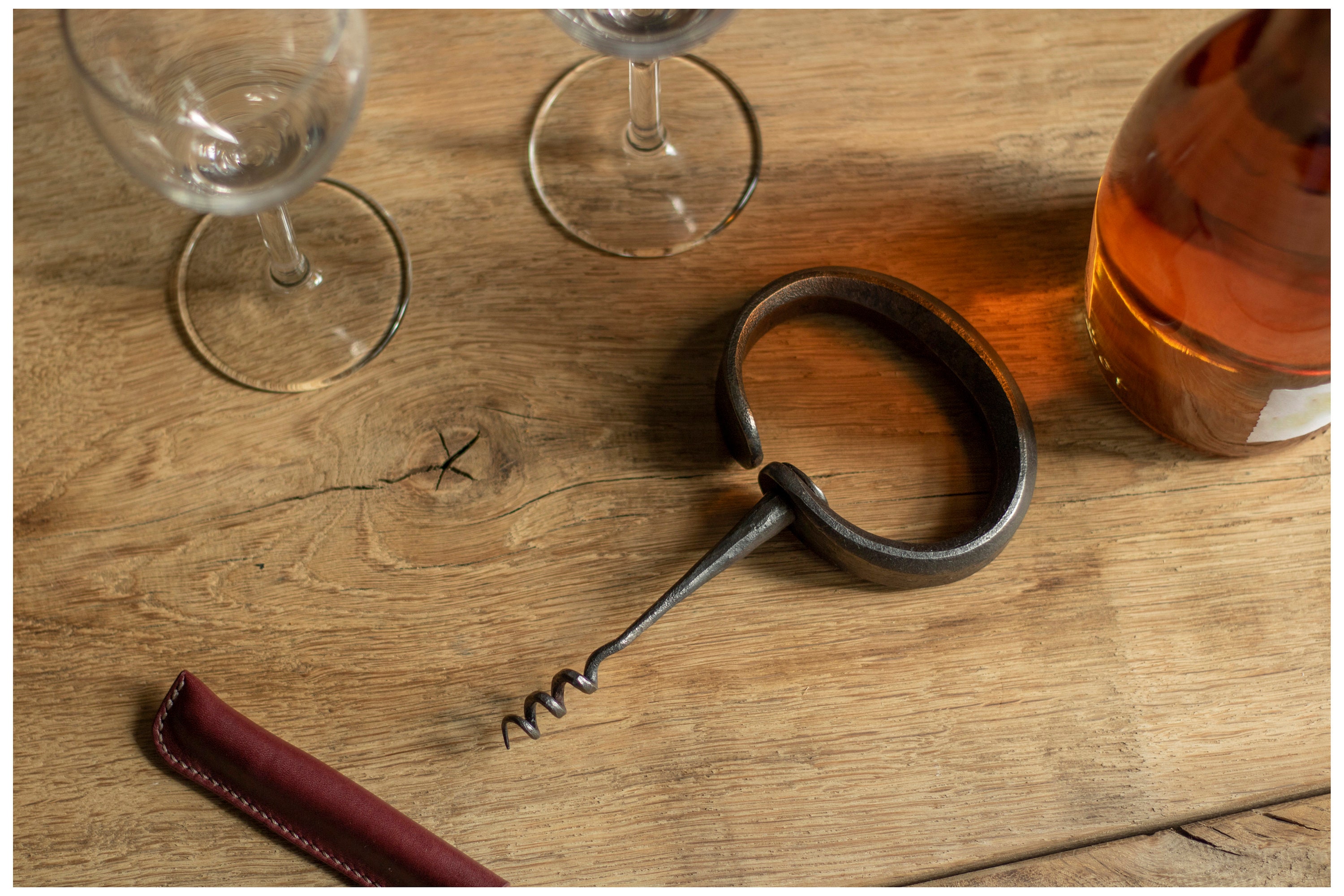 Hand Forged Corkscrew With Leather Sheath. Blacksmith Made - Etsy