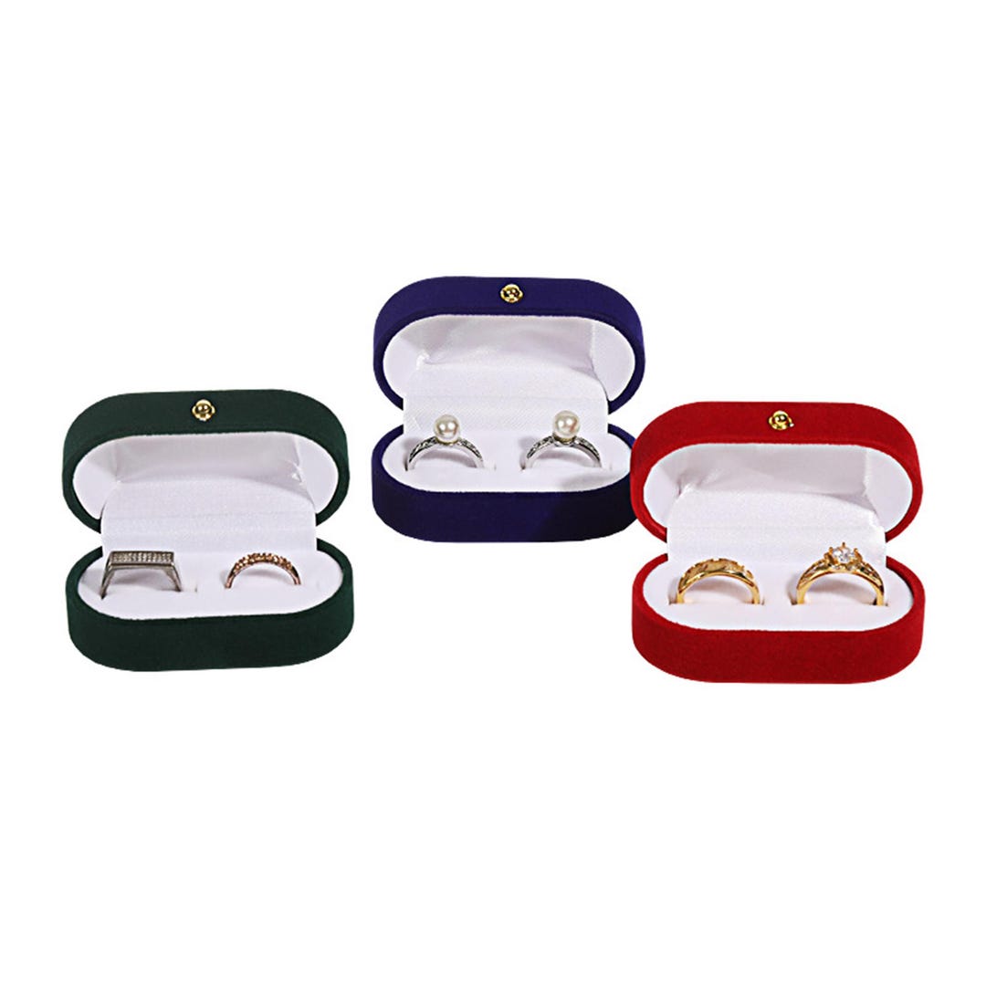10pcs Custom Velvet Double Ring Box for Engagement & Wedding Jewelry ...