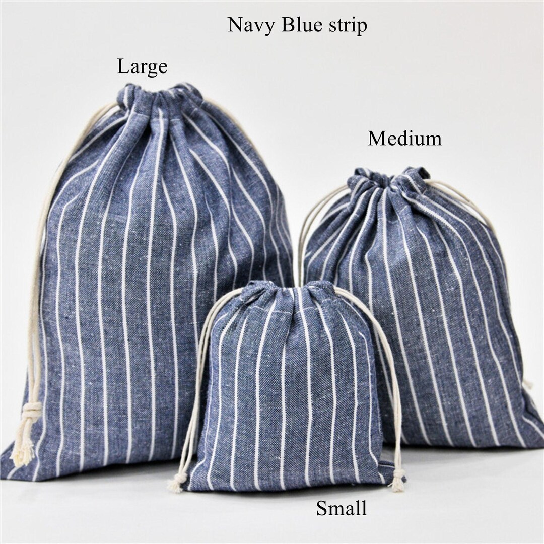 10pcs Striped Cotton Linen Drawstring Bags for Jewelry, Party Favors ...