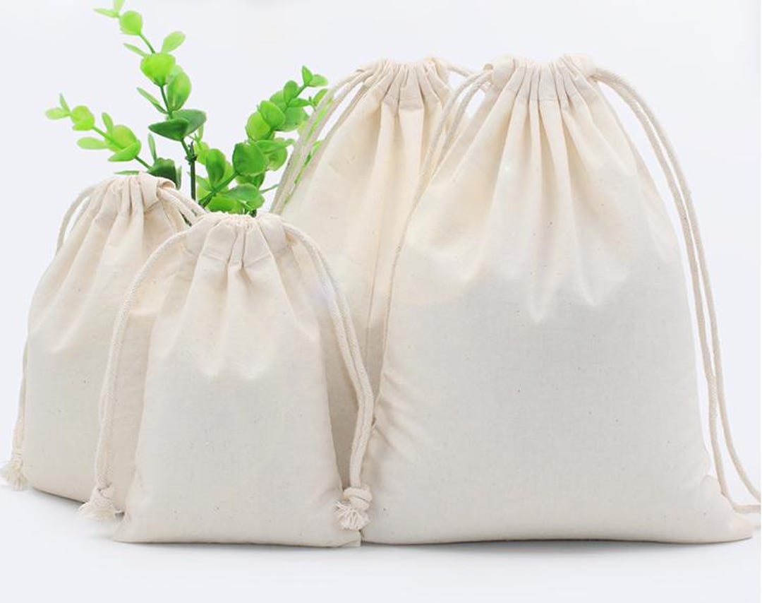 Custom Cotton Drawstring Bag – Large Capacity Linen Pouch for Herbs ...