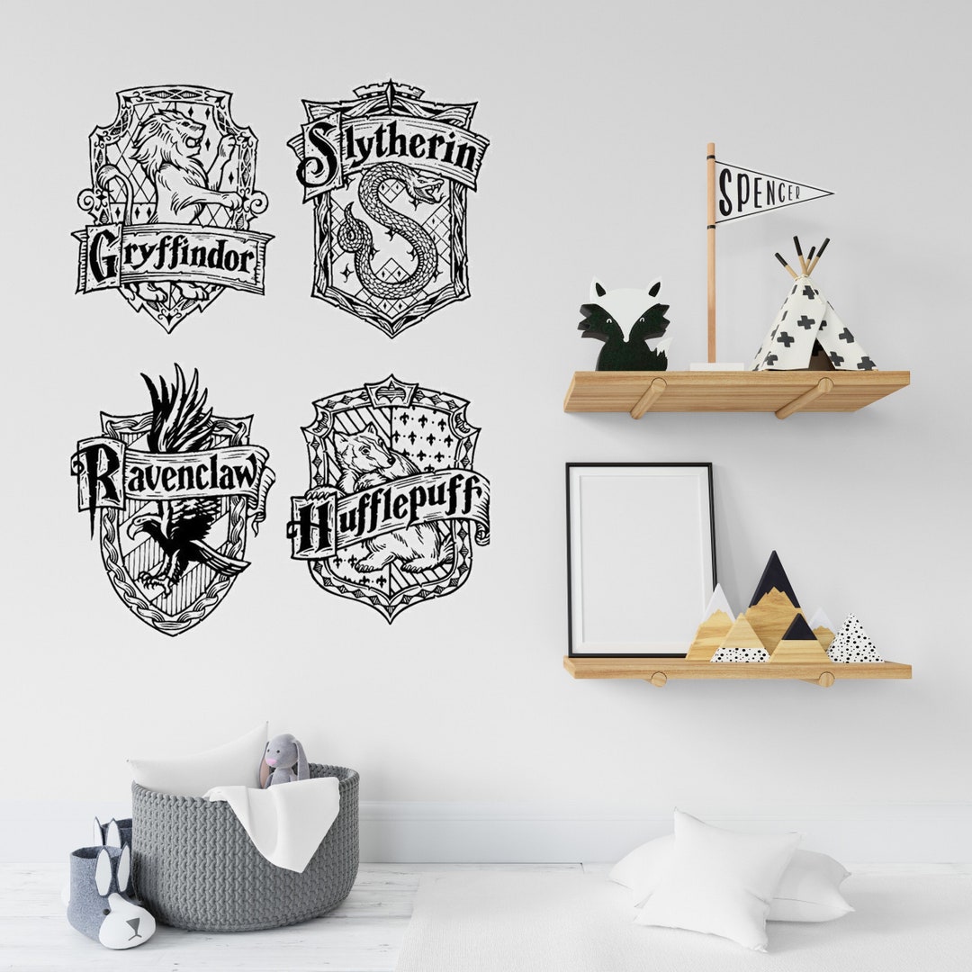 Hogwarts Houses Wall Decals, Harry Potter Emblems Wall Stickers ...