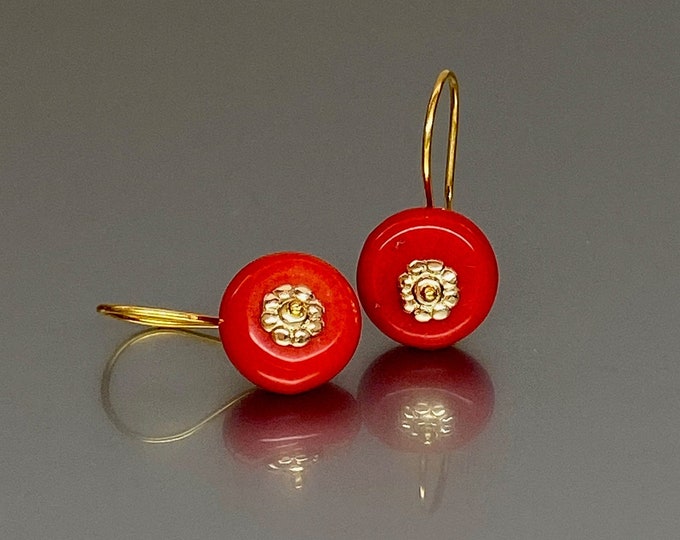 Coral Dangle Earrings, Red Coral Dangles, Coral Earrings Handmade ...