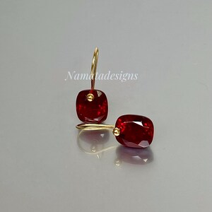 14K Gold Red Ruby Earrings, Ruby Drop Earrings, July Birthstone, Bridal ...
