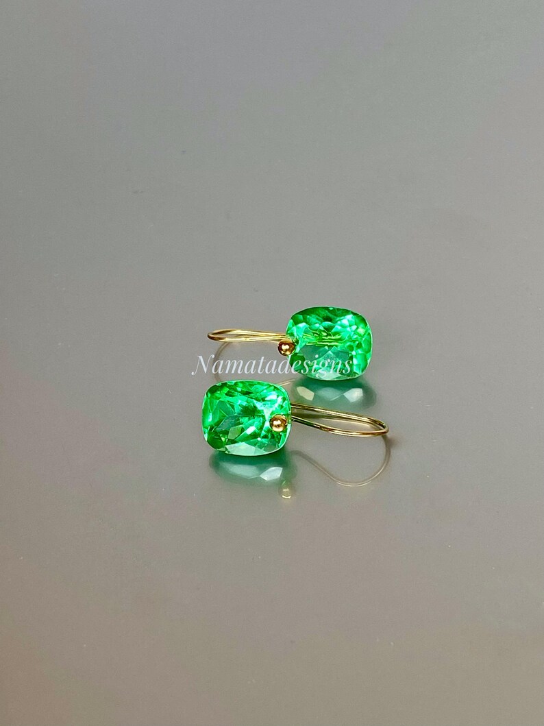 Colombian Emerald Earrings Gold Drop • Minimalist Emerald Jewelry ...