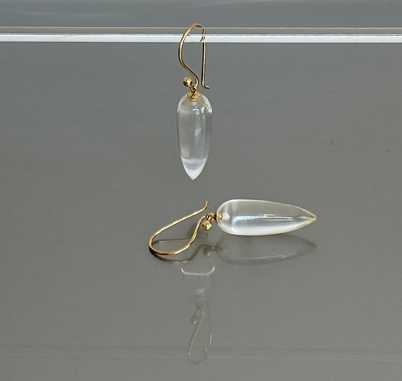 Rock Crystal Teardrop Earrings: Clear Dangle Earrings, Minimalist ...