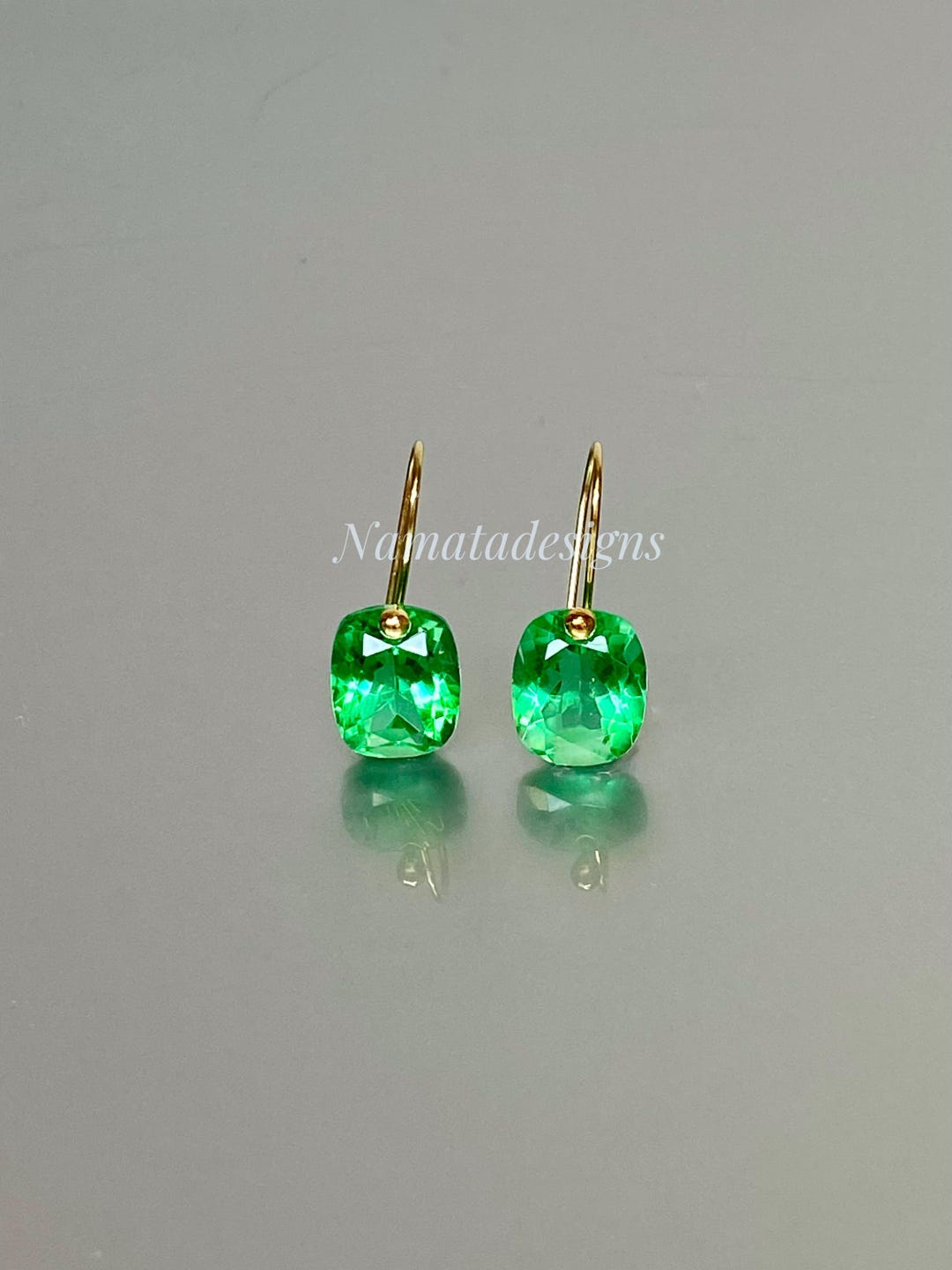 Colombian Emerald Earrings Gold Drop • Minimalist Emerald Jewelry ...