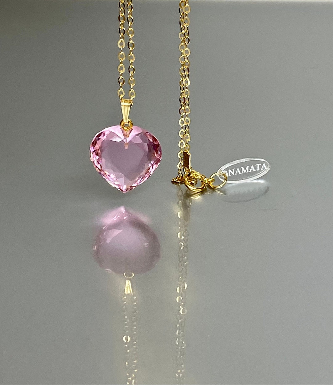 Pink Topaz Heart Necklace, 14K Gold Filled Pendant | October Birthstone ...