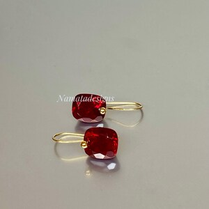 14K Gold Red Ruby Earrings, Ruby Drop Earrings, July Birthstone, Bridal ...