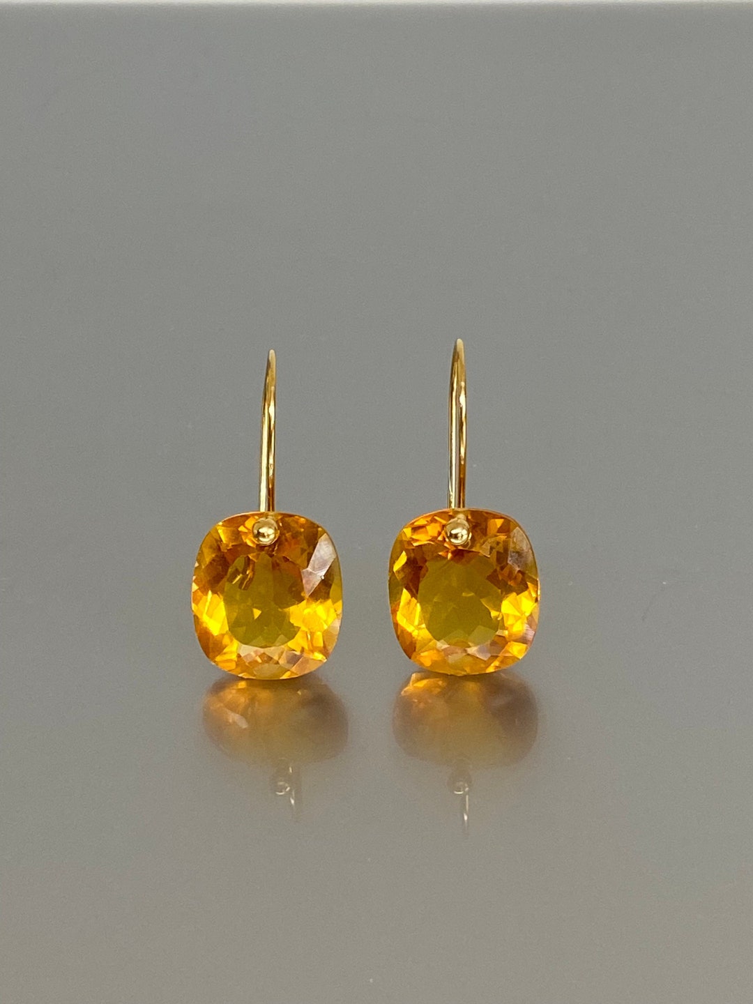 14K Gold Yellow Topaz Dangle Earrings: December Birthstone, Yellow ...