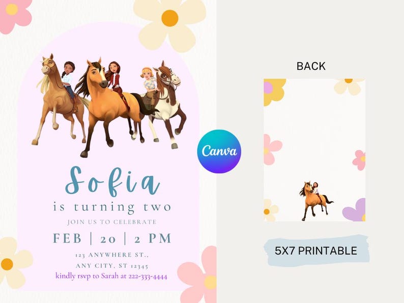 Spirit Riding Free Birthday Invitation | Editable Horse Girl Party ...