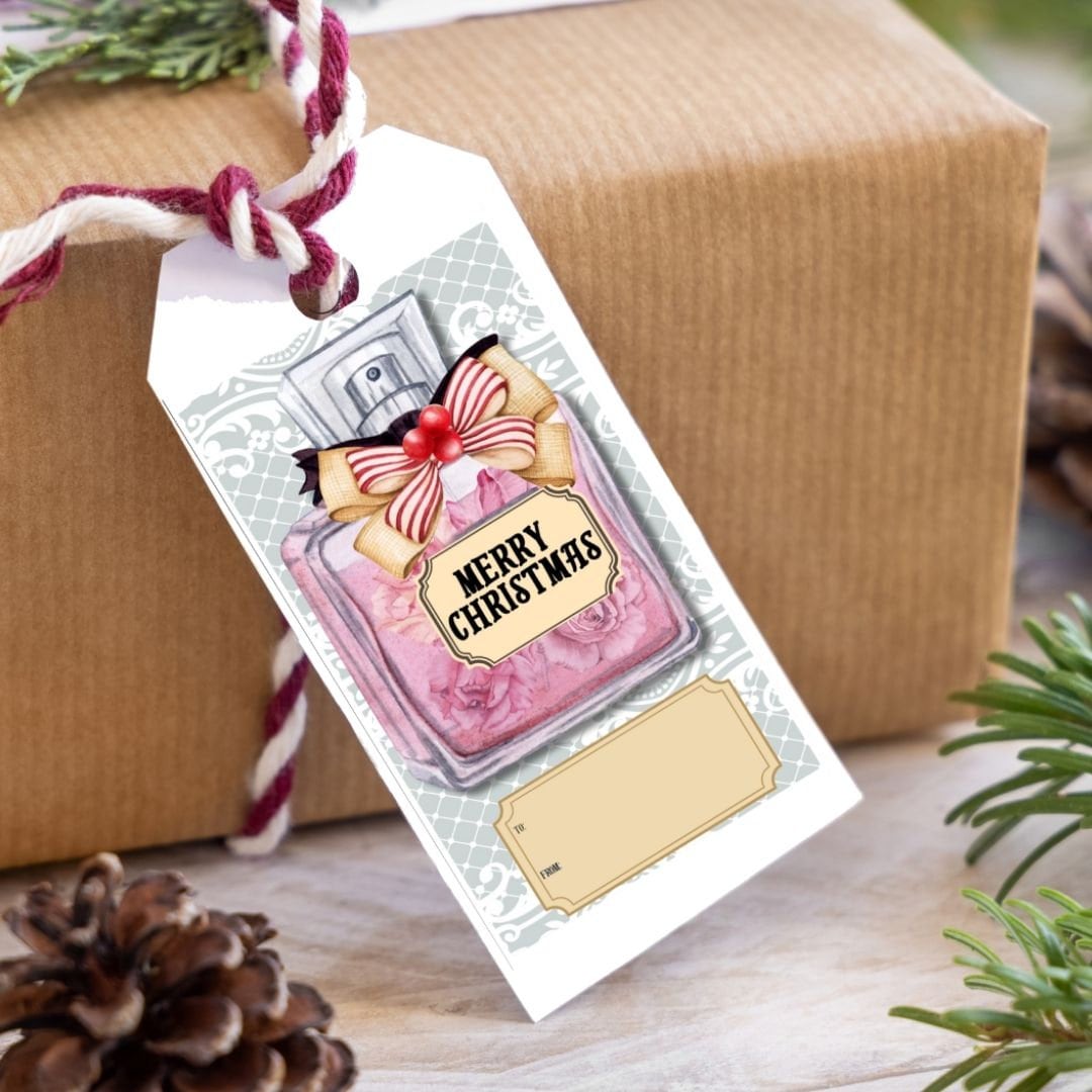 Elegant Christmas Perfume Gift Tagsfestive Perfume Tagsluxury Christmas ...