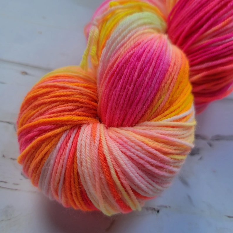 Neon Hand Dyed Yarn: Solar Flare Variegated Superwash Wool - Etsy