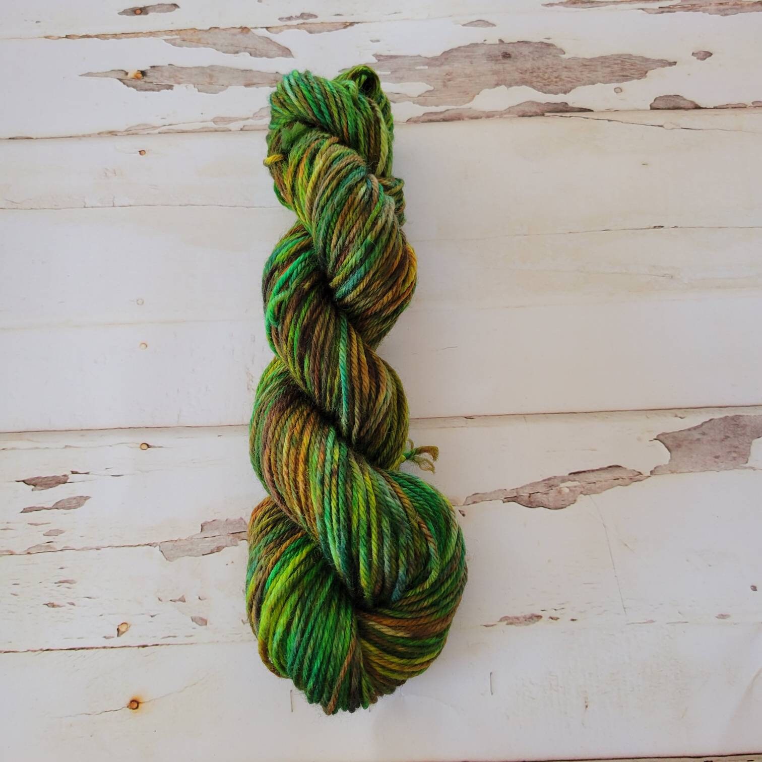 Hand Painted Yarn in Redwood Forest Colorway: Variegate Green and Brown ...