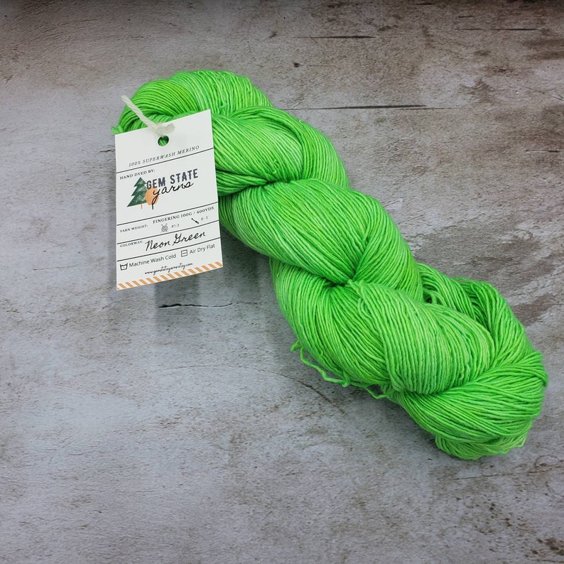 Hand Dyed Yarn in Neon Green | Etsy