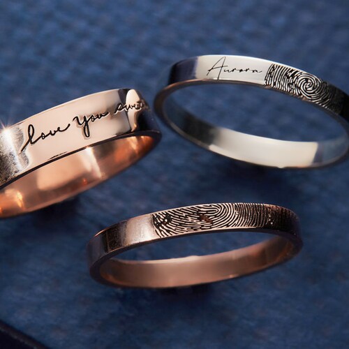 Personalized Finger Print Ring Stacking Signature Ring | Etsy