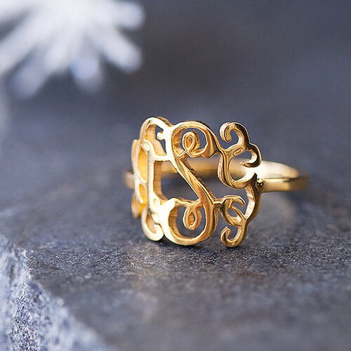 Personalized Monogram Ring custom Initials Ring custom - Etsy