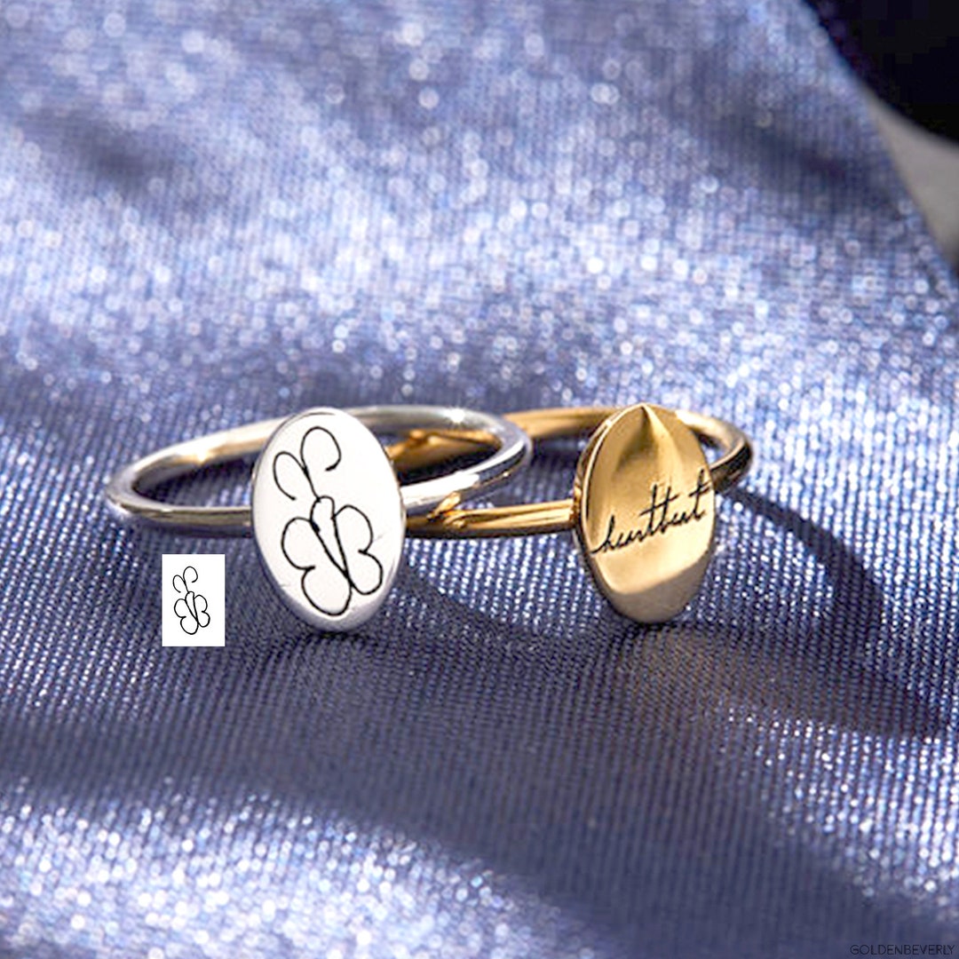Engraved Handwriting Ring - Custom Handwriting Ring - Personalized ...
