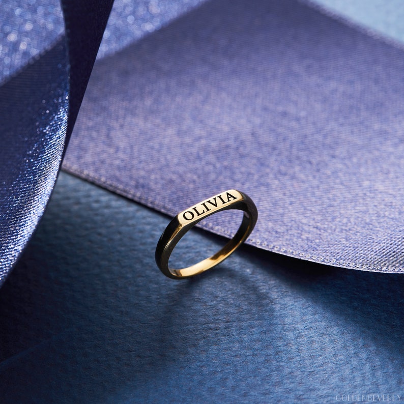 Personalized Name Ring Modern Bar Ring Custom Name Ring | Etsy