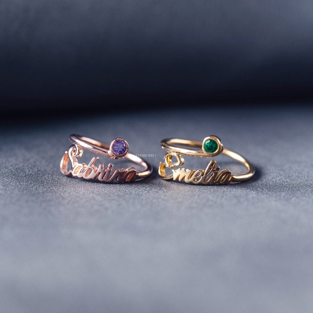 Birthstone Name Ring - Personalized Name Ring - Mothers's Day ...