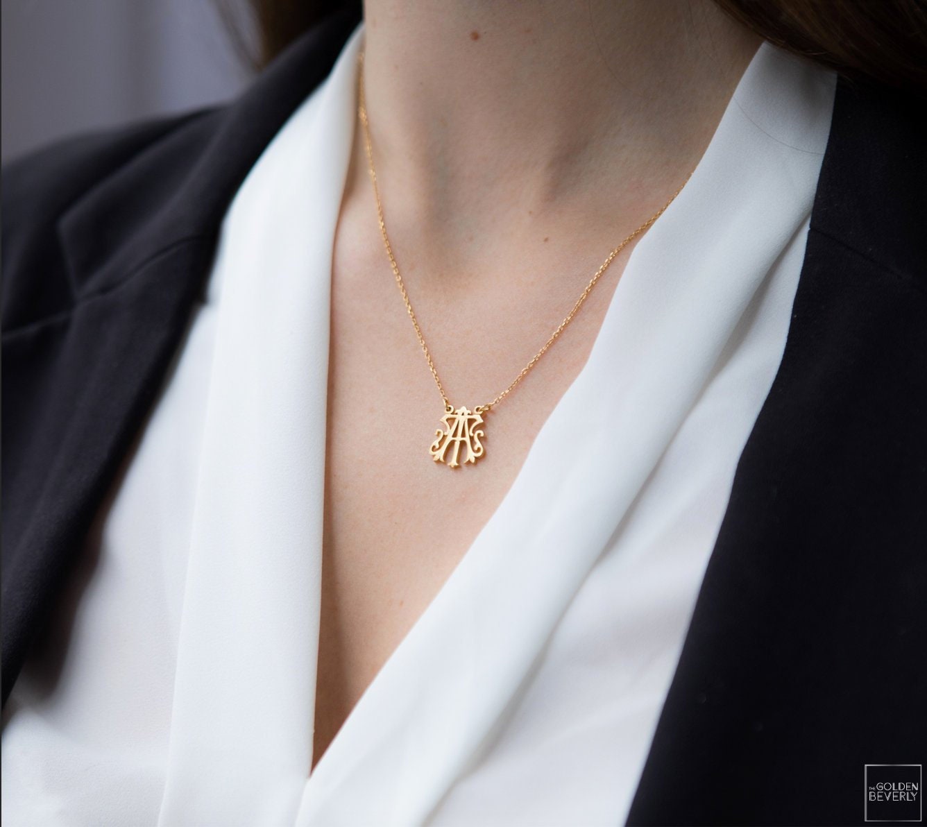 Personalize Monogram Necklace Dainty Royal Monogram Necklace - Etsy