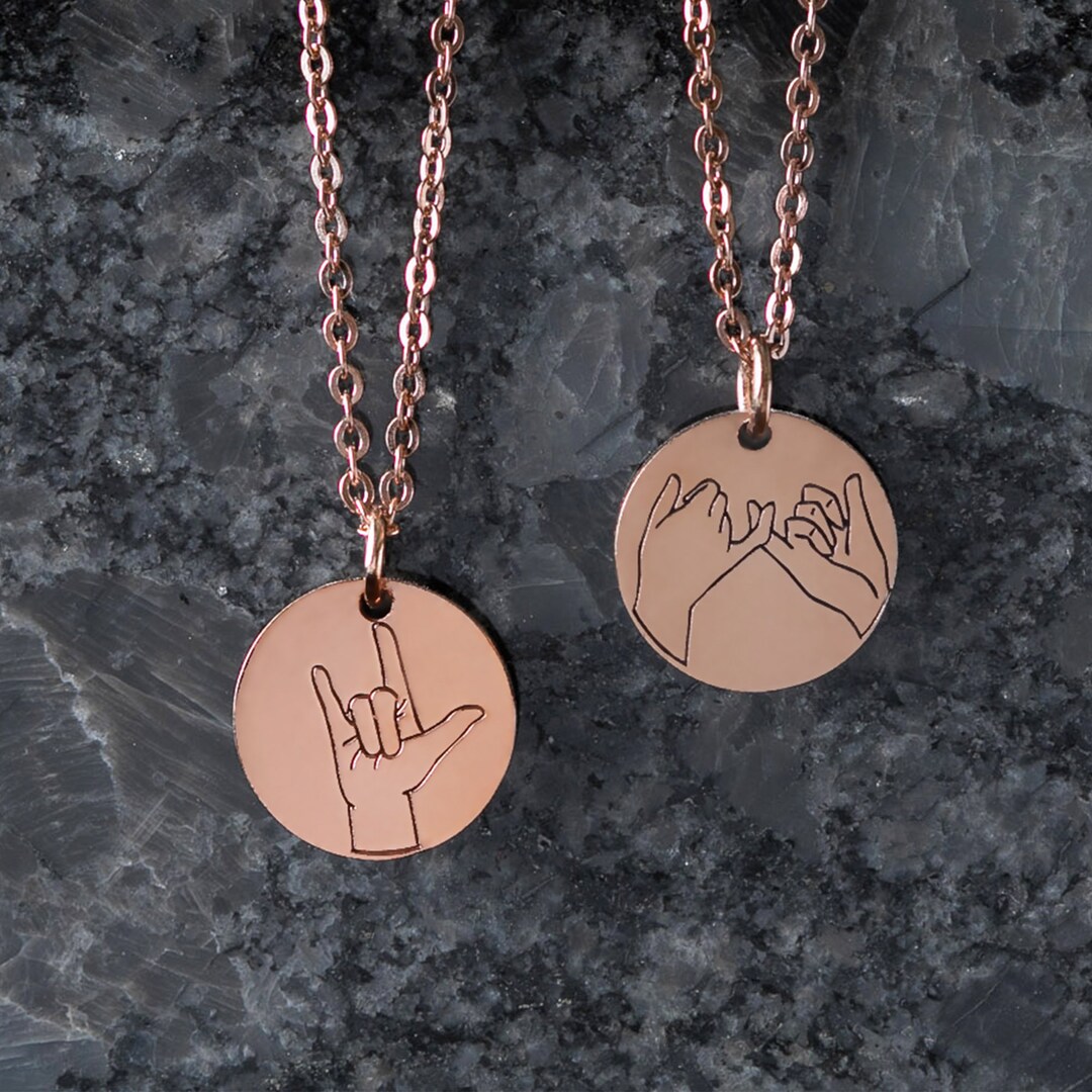 Collier geste de la main - collier signe de main - collier Je t'aime ...