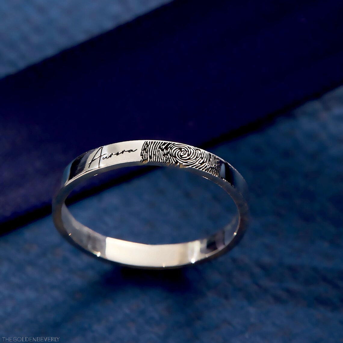 Personalized Finger Print Ring Stacking Signature Ring | Etsy