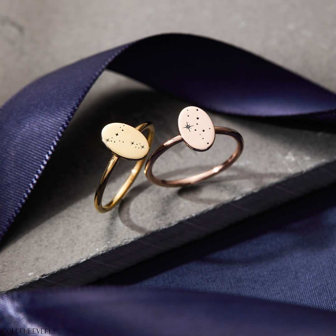 Zodiac Constellation Ring - Zodiac Signet Ring - Constellation Ring ...