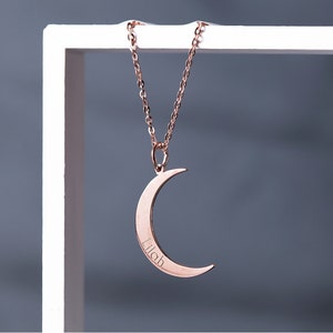 Moon Necklace - LUNA Necklace - Moon Name Necklace - Crescent Name ...